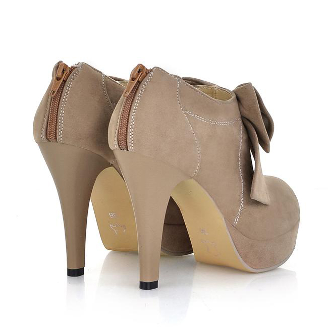Cute Stiletto High Heels Light Tan High Heel With Bowtie on Luulla